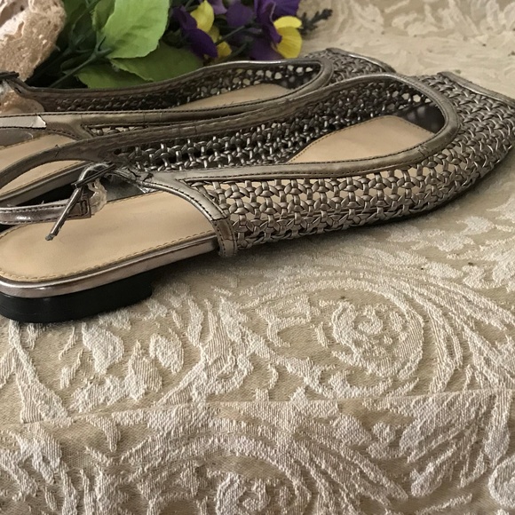Calvin Klein | Shoes | Calvin Klein Silver Mesh Slingback Flats | Poshmark